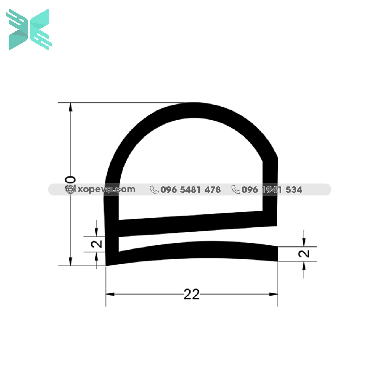 White E-shaped silicone gasket - 20mm x 22mm x 2mm | Xop Eva